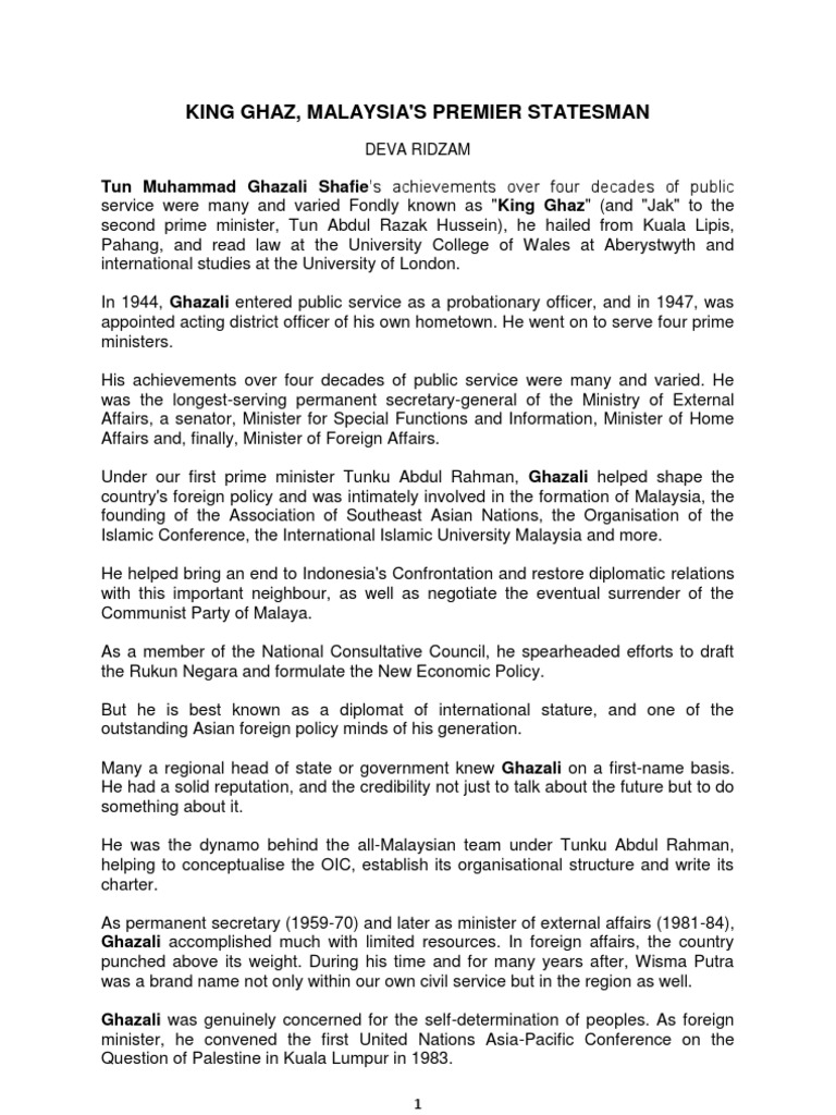Tun Muhammad Ghazali Shafie - Kemaskini Pada 5/2/2010 | PDF