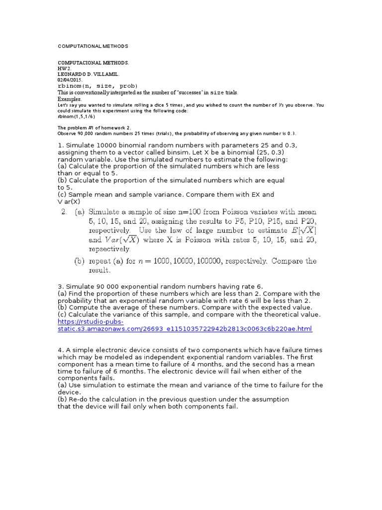 hw2 New | PDF | Markov Chain | Statistical Theory