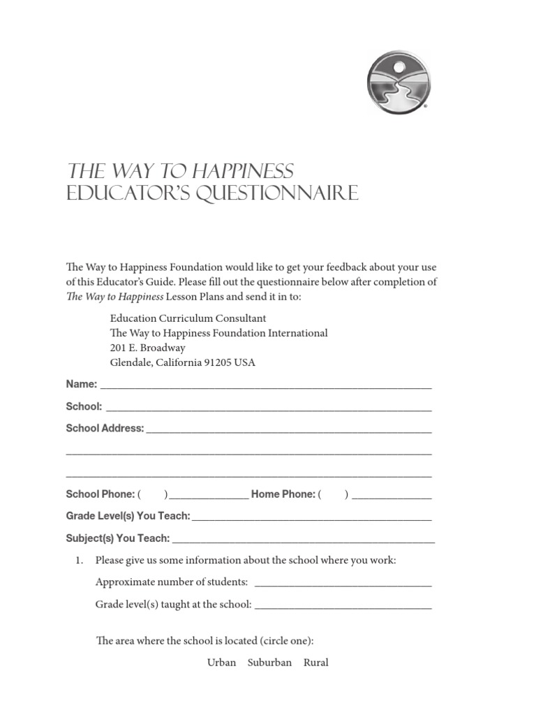 Teacher Questionnaire | PDF | Teachers | Lesson Plan