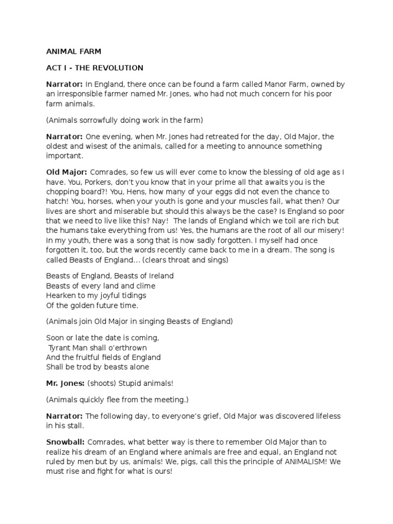 Animal Farm Short Play Script | PDF