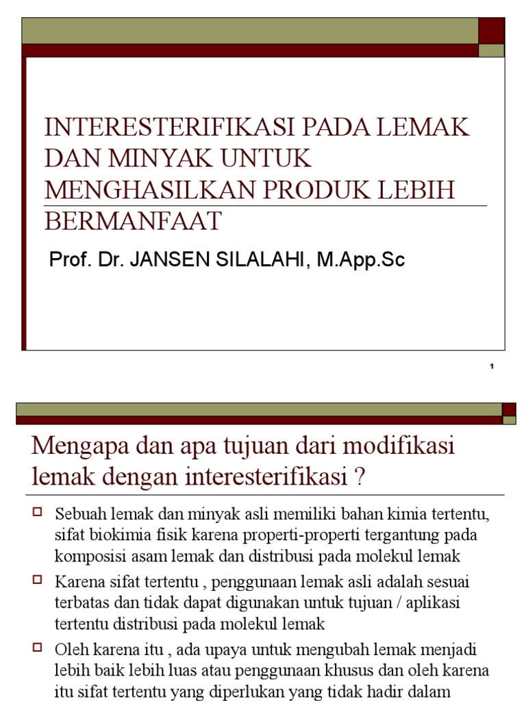 Interesterification On Fats | PDF | Asam Lemak | Lemak