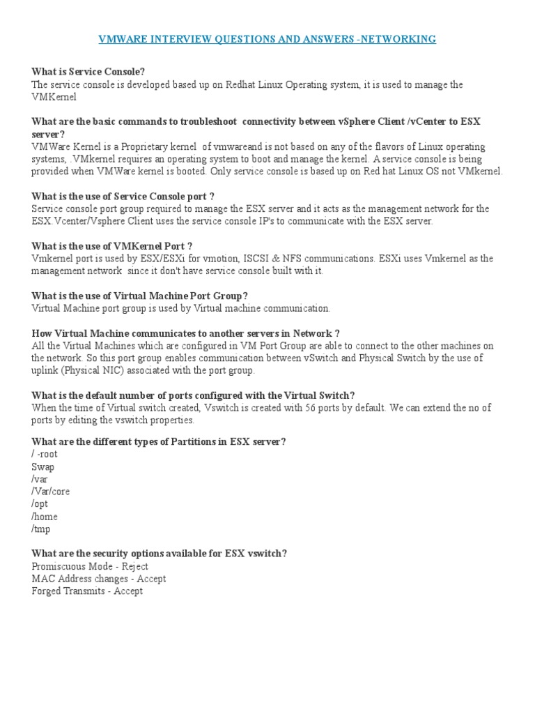 Vmware Interview Questions and Answers | PDF | V Mware | Virtual Machine