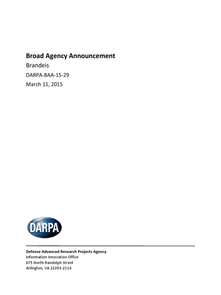 DARPA Document | PDF | Privacy | Government Procurement In The United ...