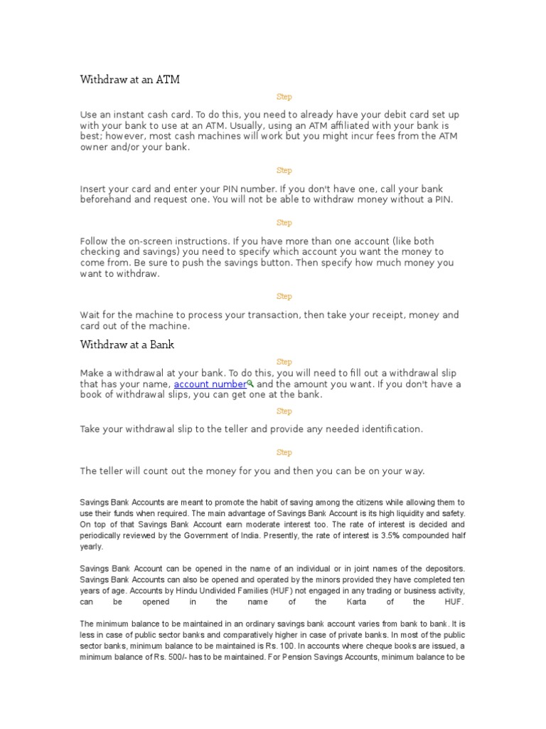 Withdraw at An ATM | PDF | Cheque | Transaction Account