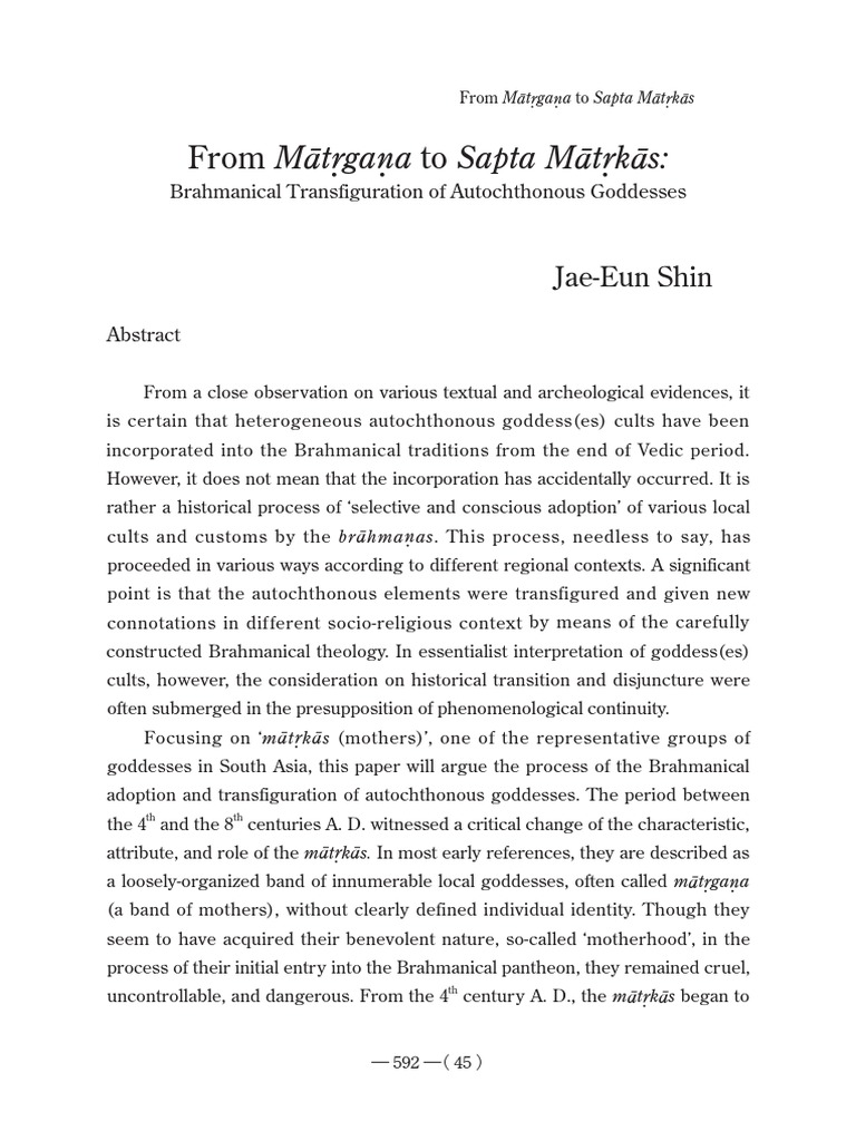 Jae-Eun Shin, From Matri-Gana To Sapta-Matrika | PDF | Tantra | Deities