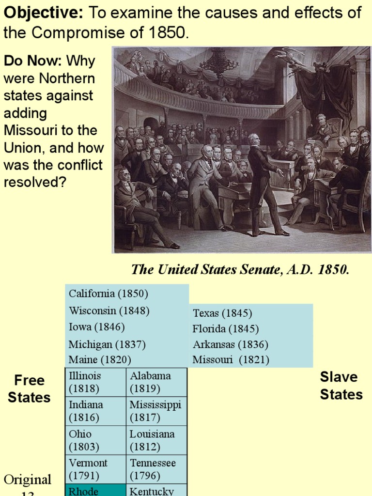 Causes and Effects of the 1850 Compromise | PDF