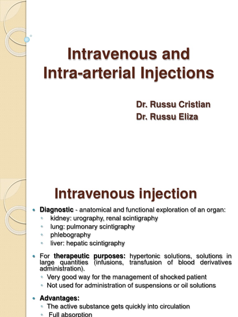 Intravenous and Intra-arterial Injection Techniques | PDF | Intravenous ...