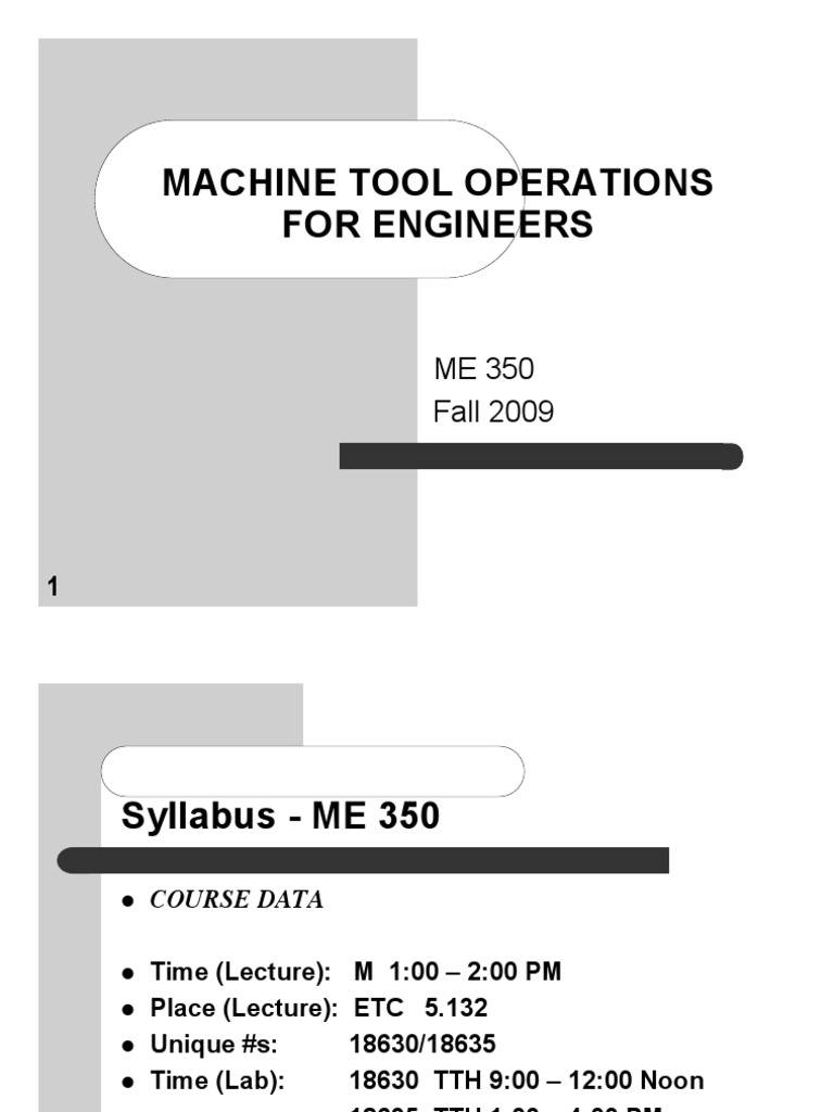 Machine Tool Operations Syllabus | PDF | Mechanical Engineering ...