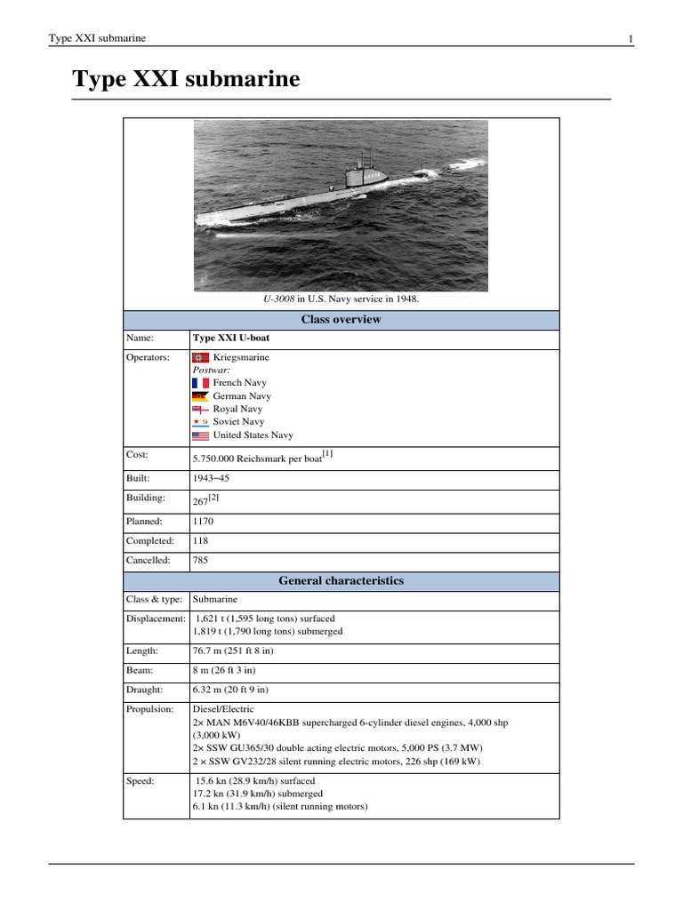 Type XXI Submarine | PDF | Ships | Water Transport