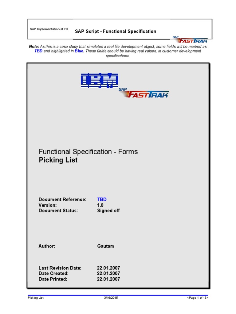 SAPScript Picking List | PDF | Specification (Technical Standard) | Page Layout