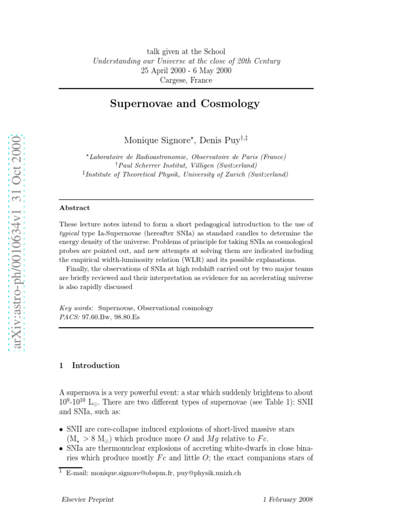 Supernova and Cosmology | PDF | Dark Energy | Physical Cosmology