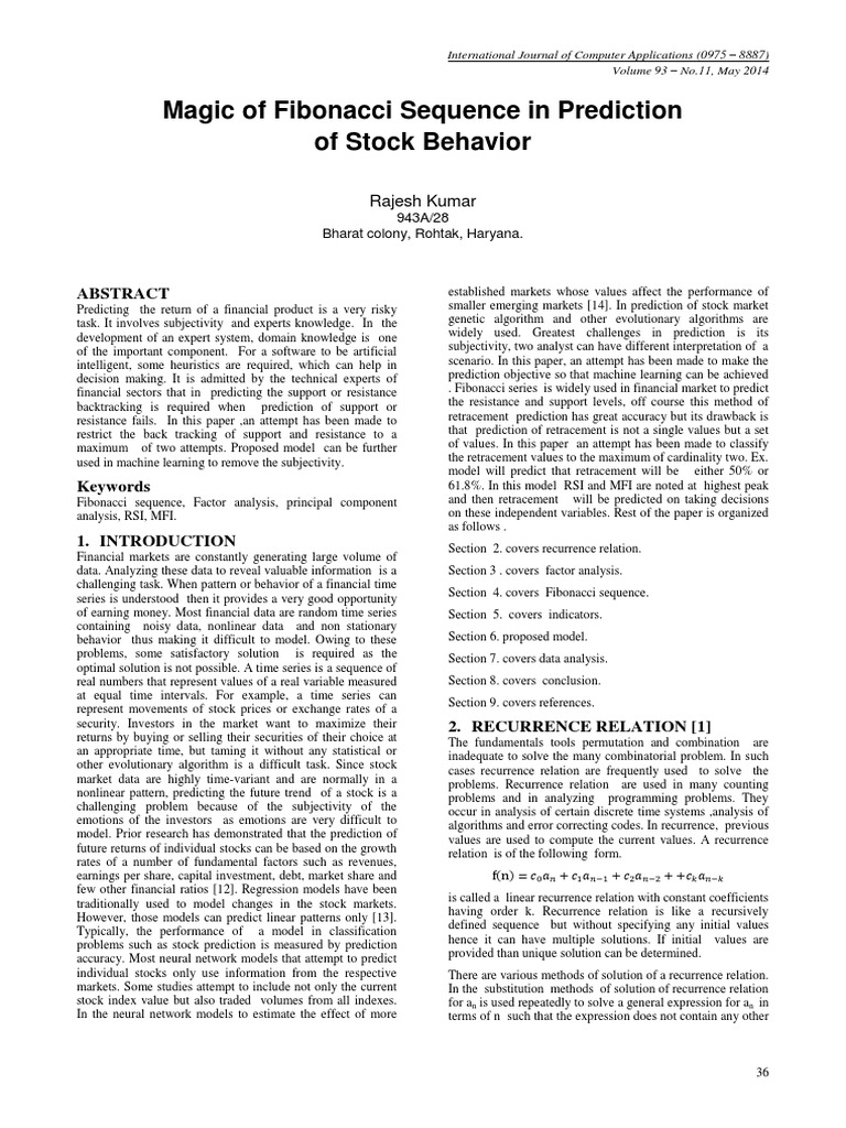 Magic of Fibonacci Sequence in Prediction of Stock Behavior: Rajesh ...