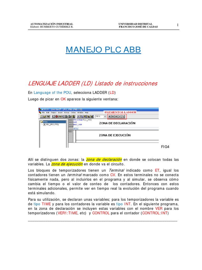 Programación de PLC ABB en Ladder | PDF | Lenguaje de programación ...