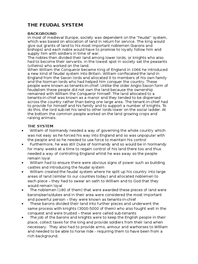 The Feudal System: Background | PDF | Feudalism | Nobility