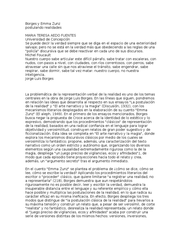 Análisis Emma Zunz | PDF | Verdad