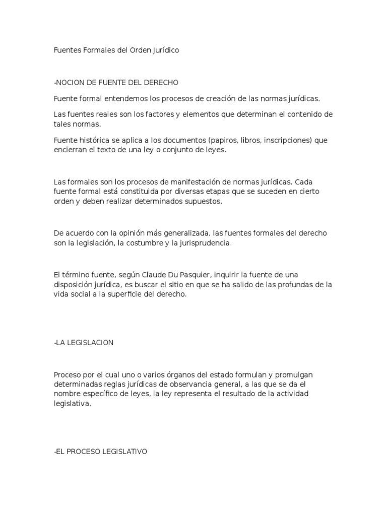Fuentes Formales Del Orden Juridico | Fuentes del derecho | Caso de ley