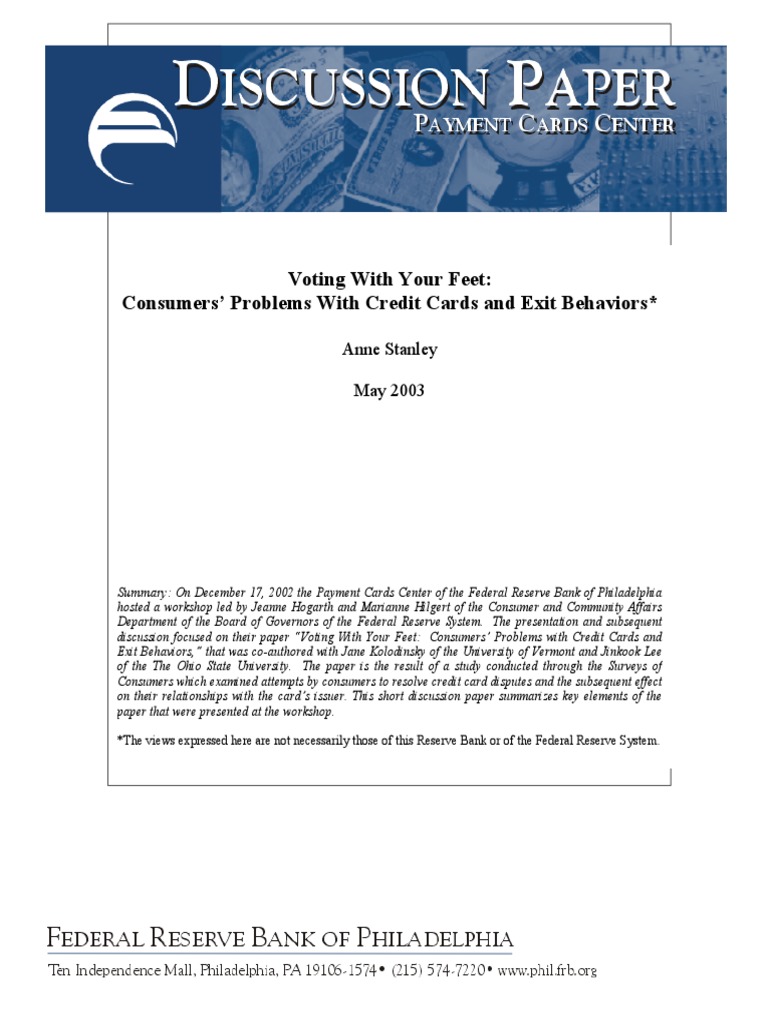 Voting With Your Feet Summa | PDF | Credit Card | Credit (Finance)