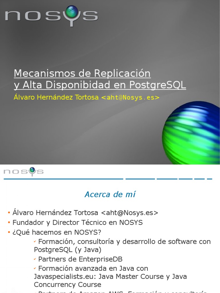 Replicacion y Alta Disponibilidad en Postgresql | PDF | Postgre Sql | Apoyo