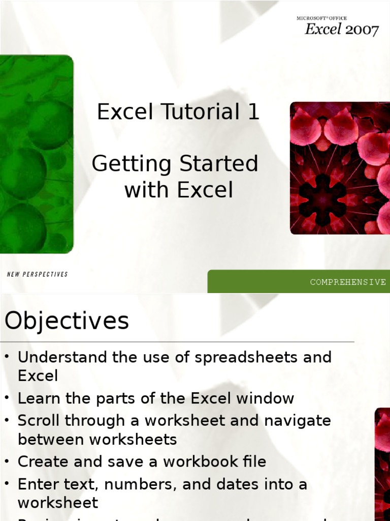 Excel Tutorial 1 Getting Started With Excel: Comprehensive | PDF ...