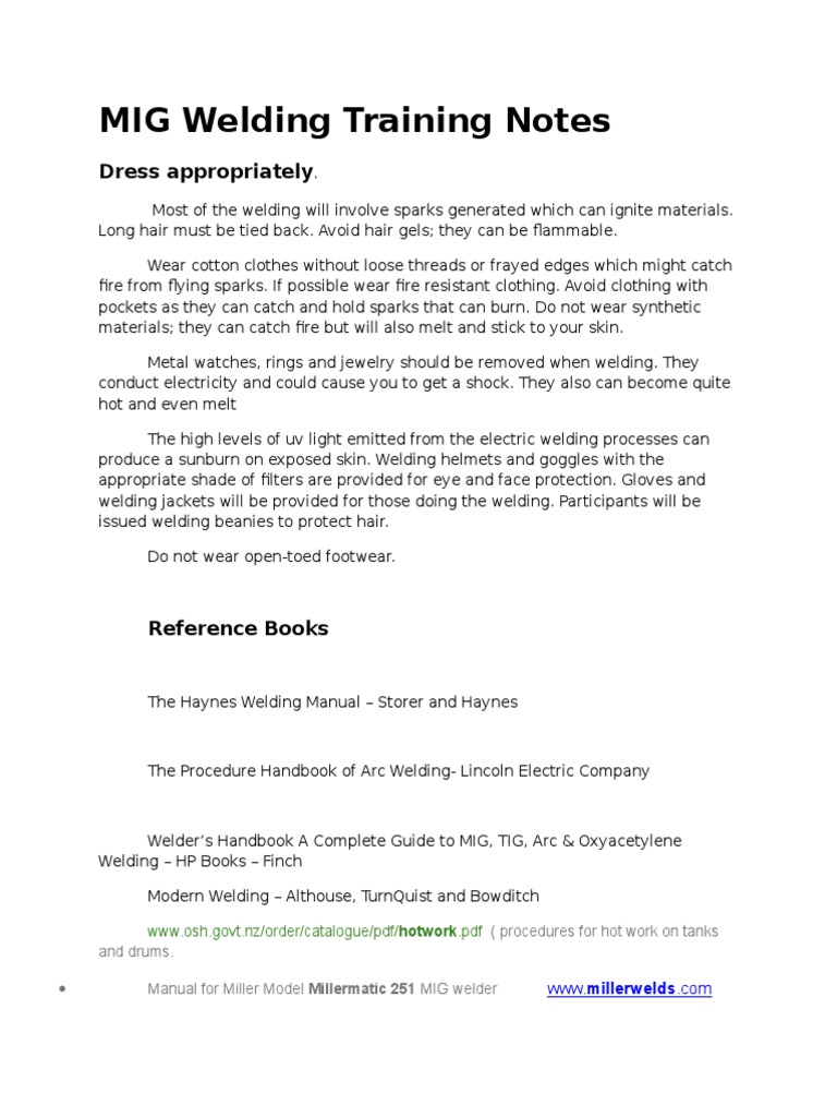 MIG Welding Training Notes | PDF | Welding | Construction