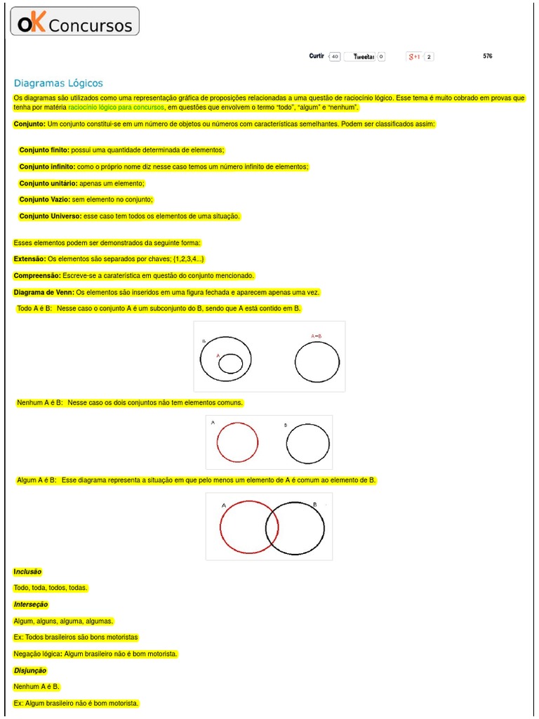3.5) Diagramas Lógicos PDF | Conjunto (Matemática) | Lógica