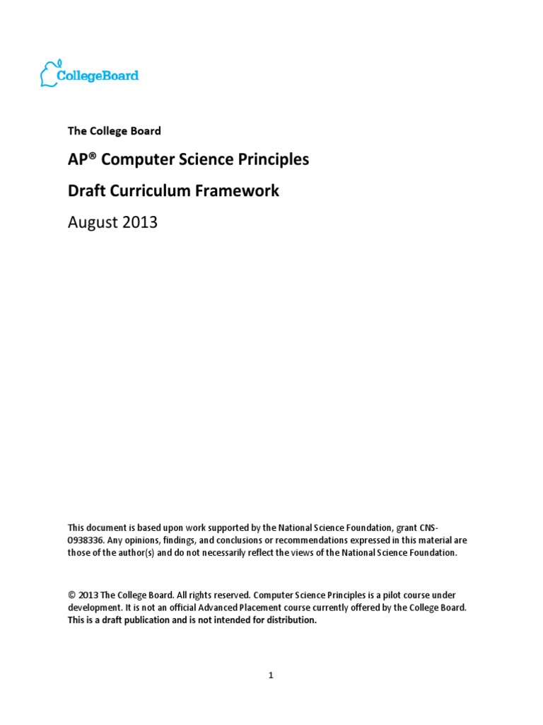 CS Principles Curriculum Framework 2013-08-20 | PDF | Internet ...