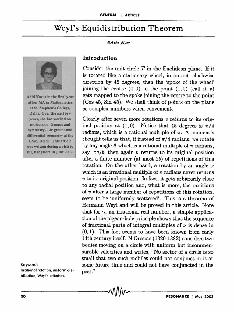 Weyl | PDF | Teaching Mathematics | Mathematical Analysis