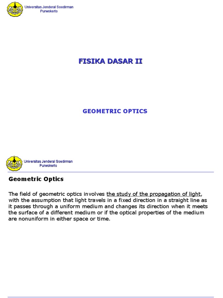 Fisika Dasar 2 - 3-Optik Geometri | PDF | Optics | Reflection (Physics)