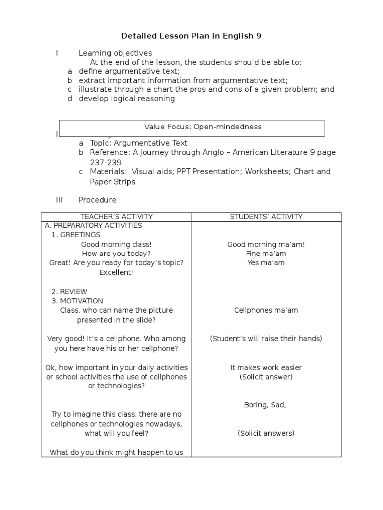 Detailed Lesson Plan in English 9 | PDF | Lesson Plan | Telephone