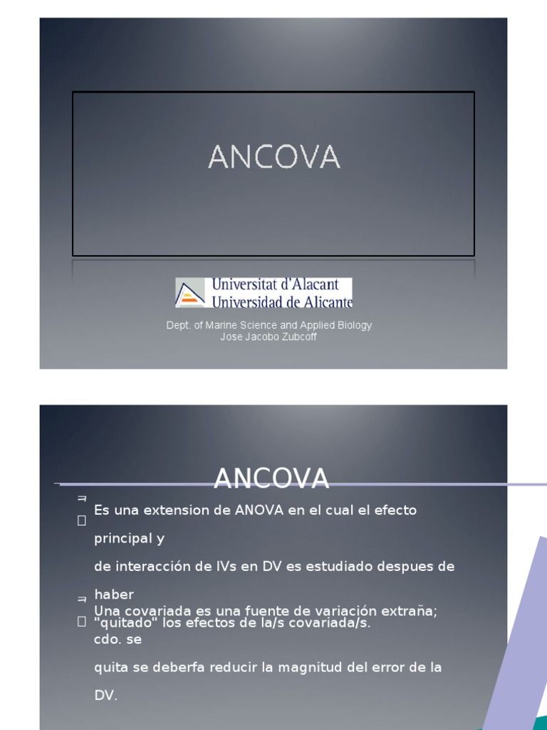 De - 4 - Ancova | PDF | Análisis de variación | Prueba de hipótesis ...