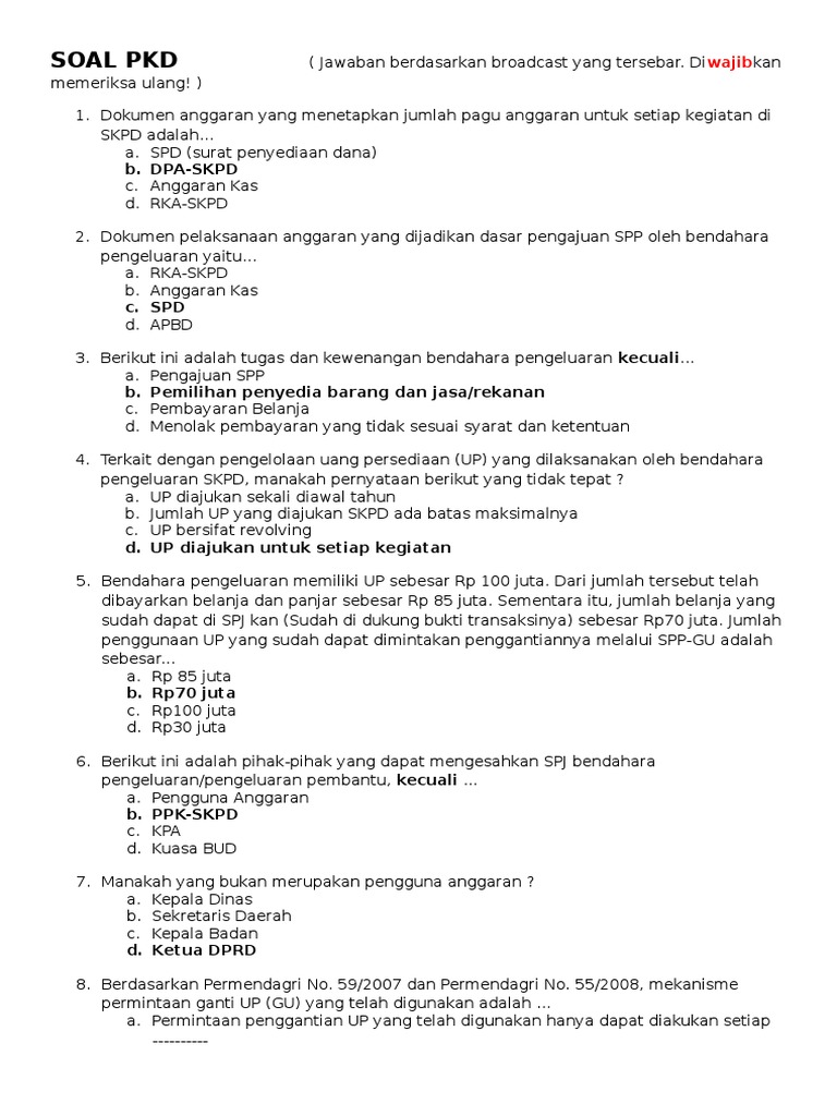Soal Latihan Pengelolaan Keuangan Daerah | PDF | Pengelolaan Keuangan & Uang | Hukum