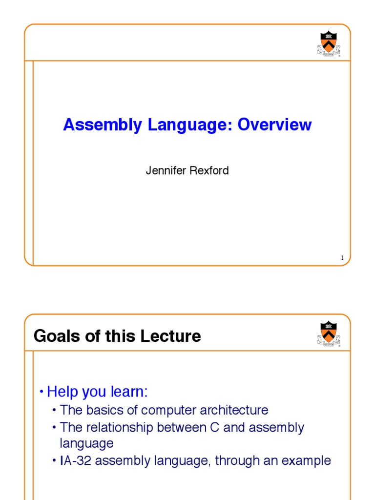 Assembly Language: Overview!: Jennifer Rexford! | PDF | Central ...