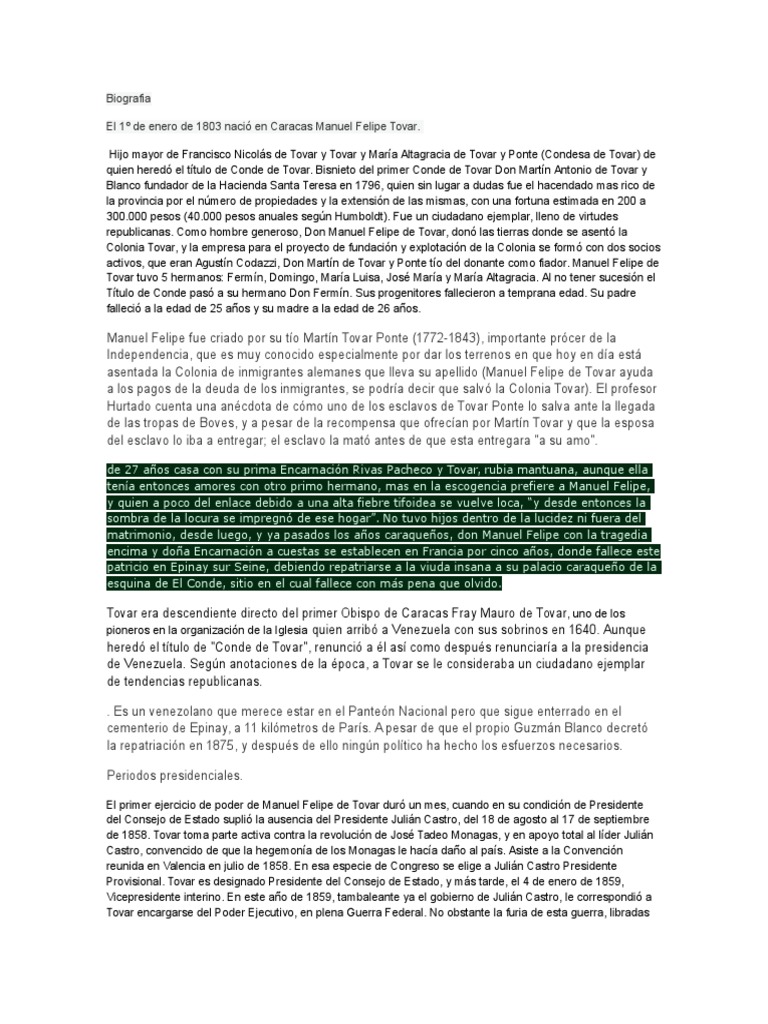 Manuel Felipe de Tovar | PDF | Gobierno | Política (general)