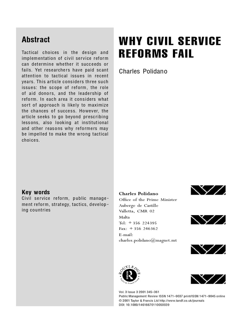 Why Civil Service Reforms Fail | PDF | Aids | Public Administration