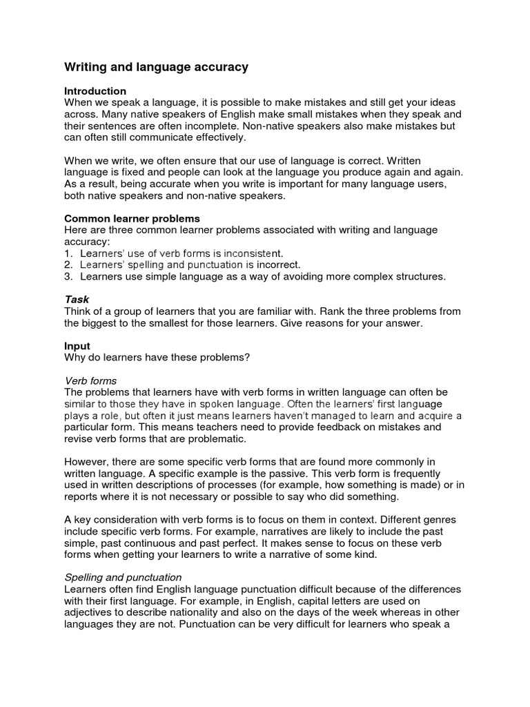 Writing and Language Accuracy | PDF | English Language | Foreign Language