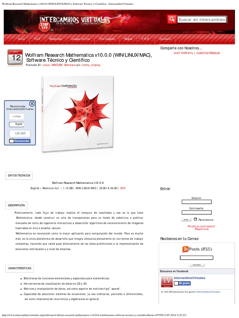 Wolfram Research Mathematica v10.0.0 (WIN - LINUX - MAC), Software ...