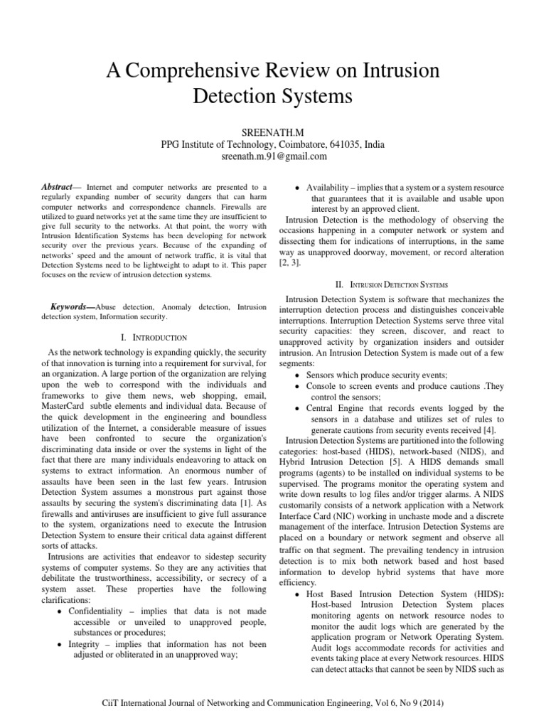 A Comprehensive Review On Intrusion Detection Systems | PDF | Crime ...