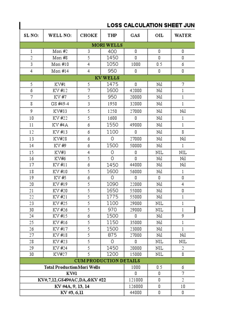 June 09 Loss Calculation Report | PDF