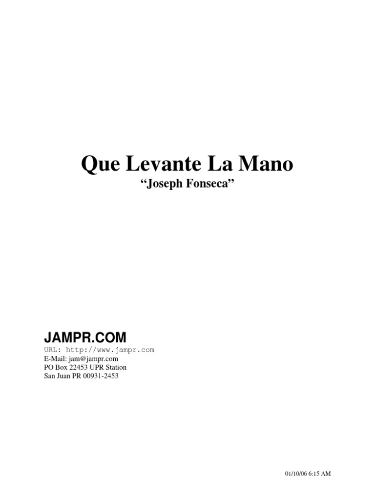Joseph Fonseca - Que Levante La Mano - Piano & Bass | PDF Joseph Fonseca - Que Levante La Mano - Piano & Bass | PDF