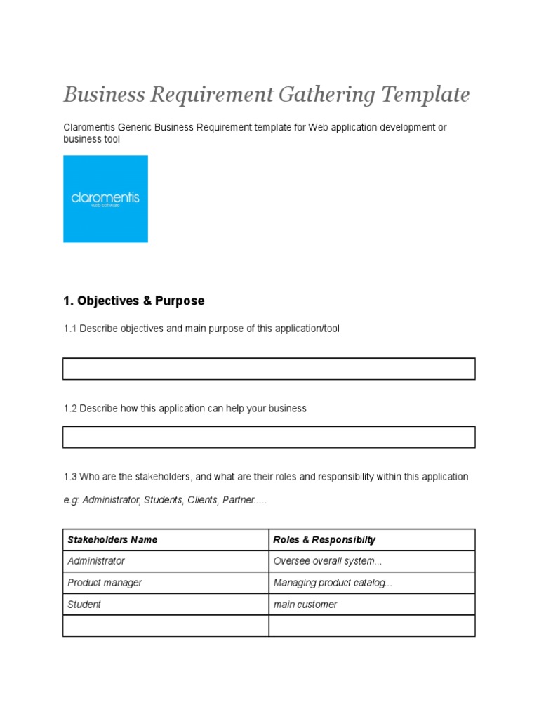 Business Requirement Template | PDF