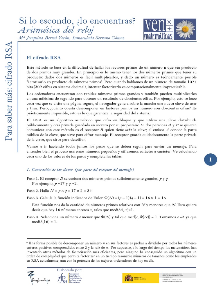 Introducción al cifrado RSA | PDF | Clave (criptografía) | Número primo