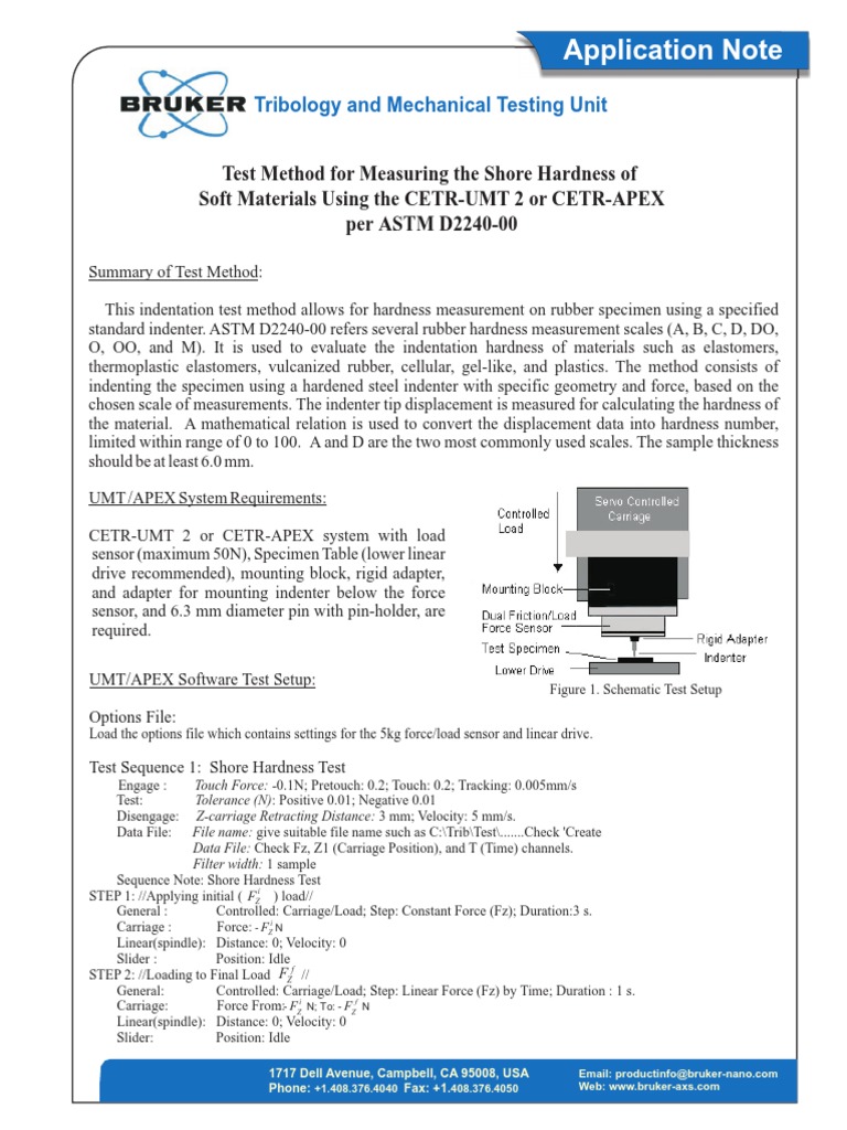 ASTM D2240-00 Shore Hardness of Soft Materials AP Note | PDF
