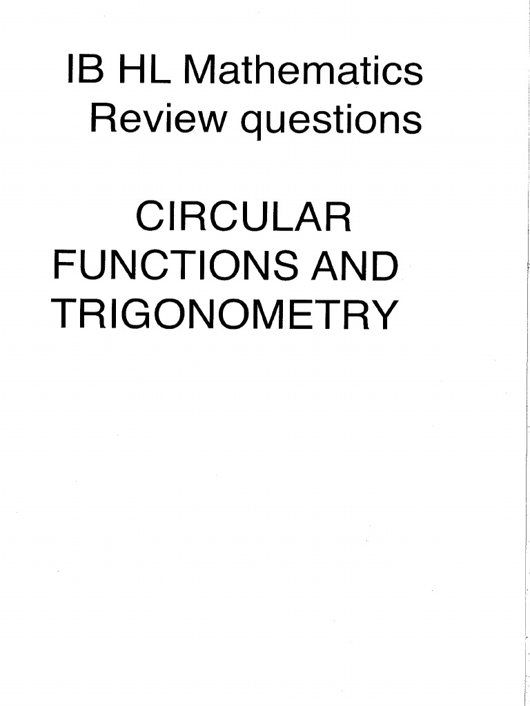 Ib Math Hl Functions And Trigonometry Pdf Teaching Mathematics