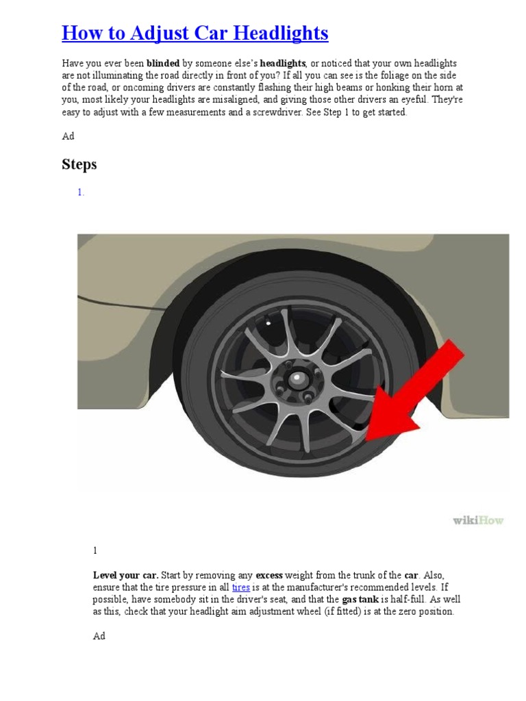How To Adjust Car Headlights | PDF | Headlamp | Automobiles