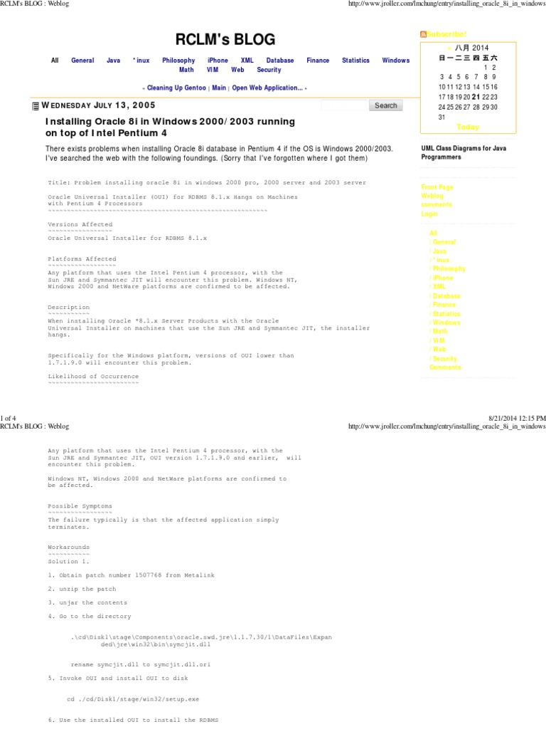 Oracle 8i Install in Server 2003 | PDF | Java Virtual Machine | Microsoft Windows