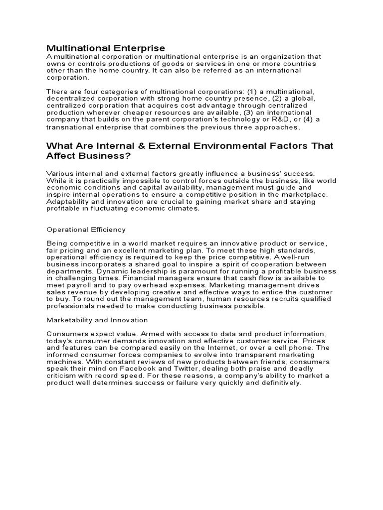 MBA-101 Internal and External Environment | PDF | Monetary Policy ...