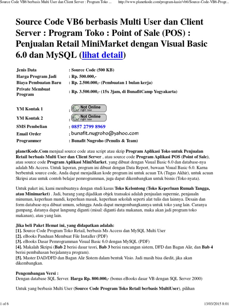 Source Code VB6 Berbasis Multi User Dan Client Server - Program Toko - Point of Sale (POS ...