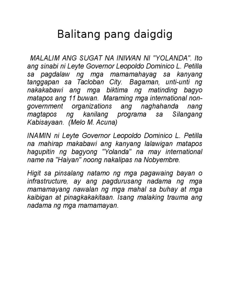 Balitang Pang Daigdig | PDF