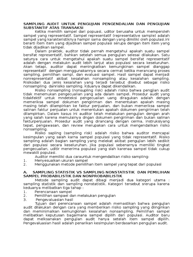 Materi Sampling Audit Pada Uji Pengendalian Dan Uji Substansi | PDF