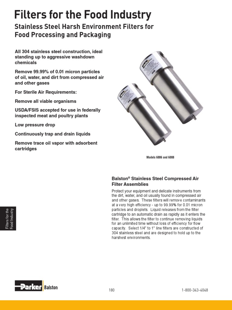 Balston Sterile Air Filters For The Food Industry | PDF | Sterilization ...